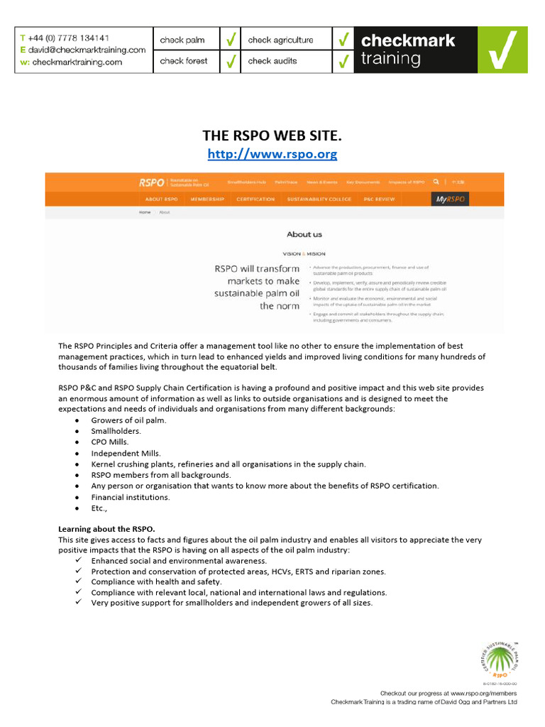 RSPO Website Guide | PDF