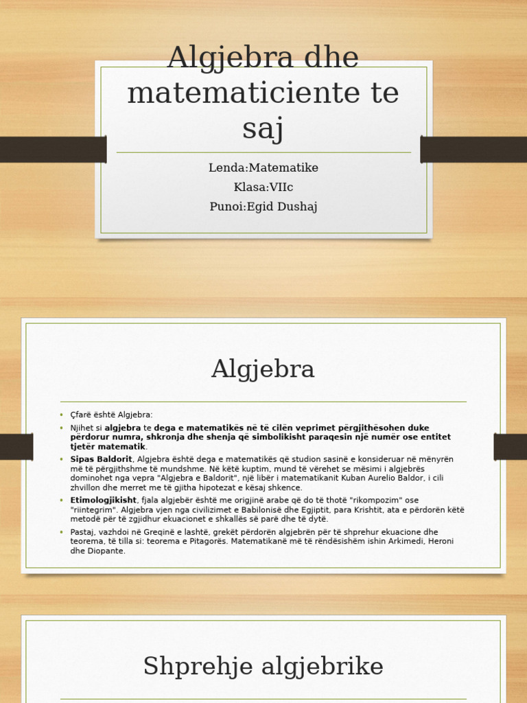 Algjebra Dhe Matematicienet e Saj | PDF