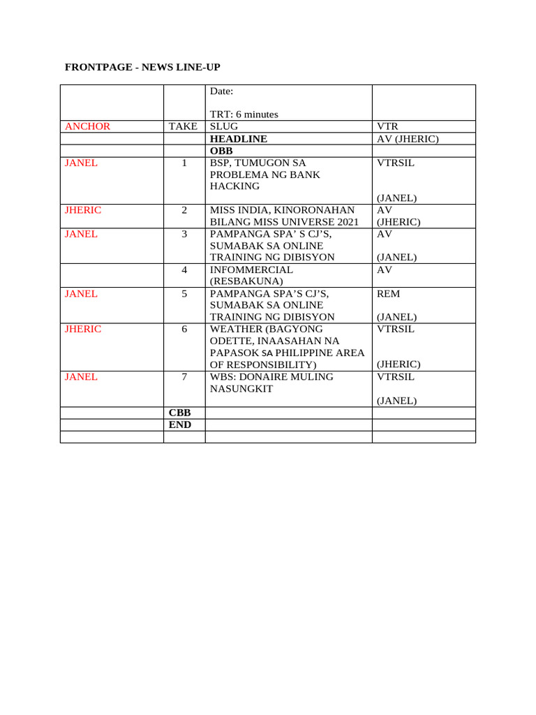 Final Script For TVB Cluster 1 Filipino 1 | PDF