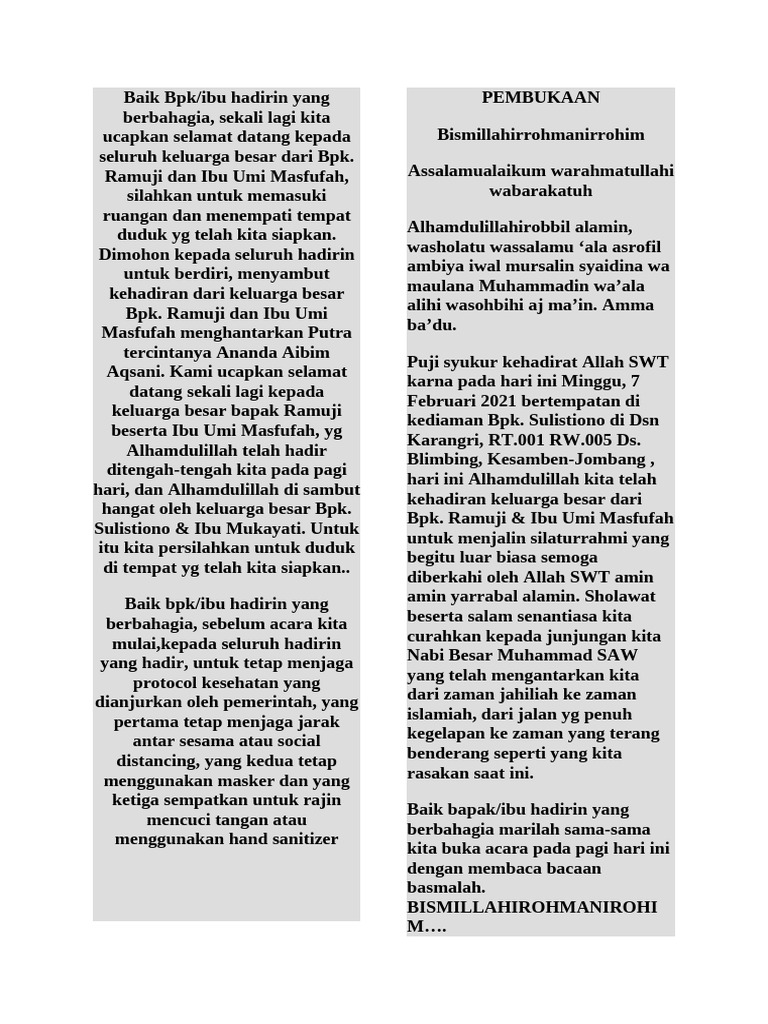 Teks MC Lamaran | PDF