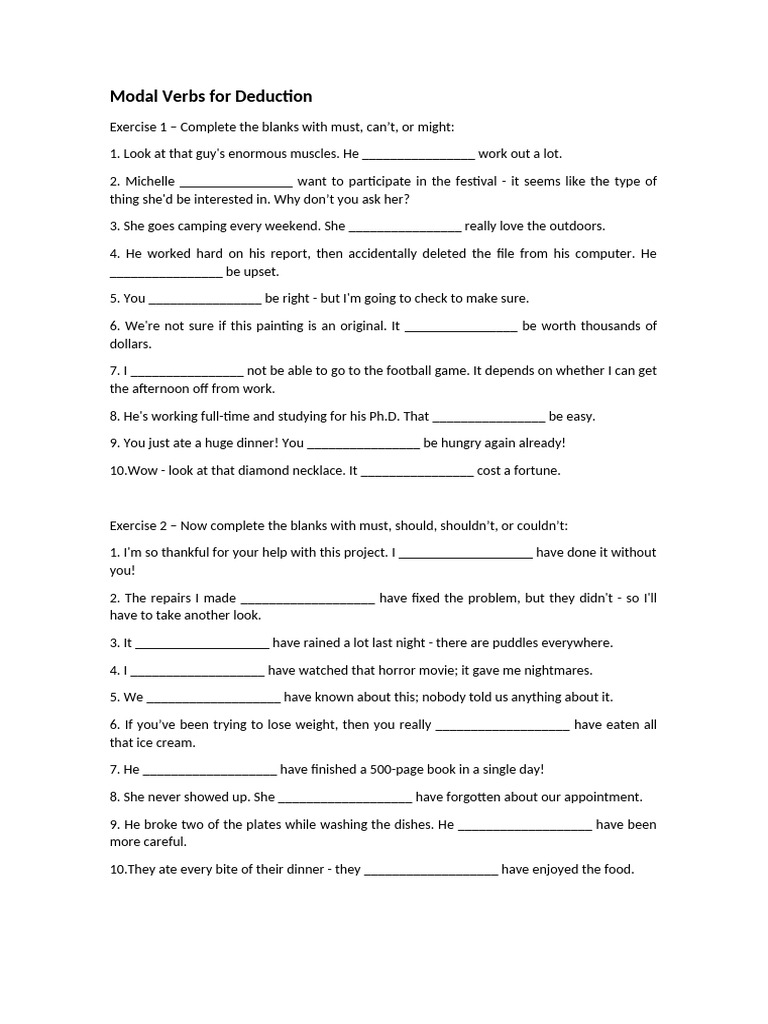 Modal Verbs For Deduction | PDF