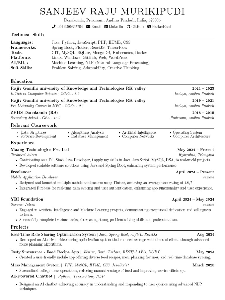 Sanjeev Resume | PDF