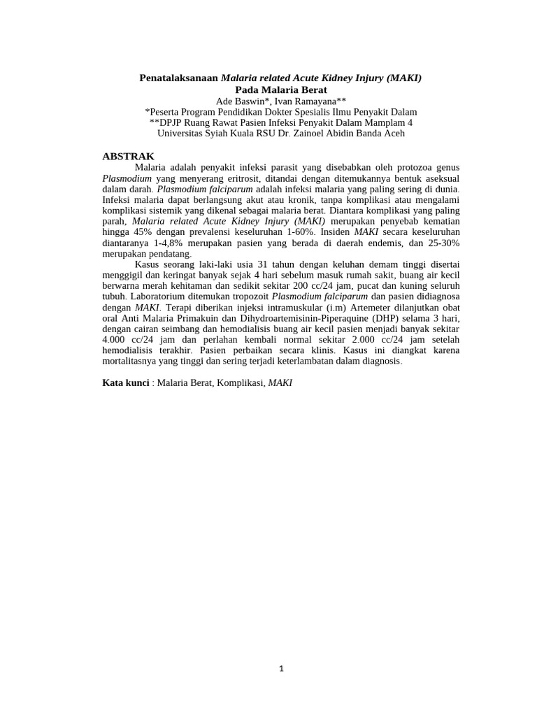 Lapkas Malaria Ade Final | PDF