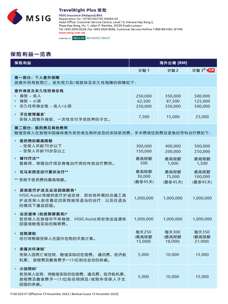 MSIG TravelRight Plus Chinese Leaflet | PDF