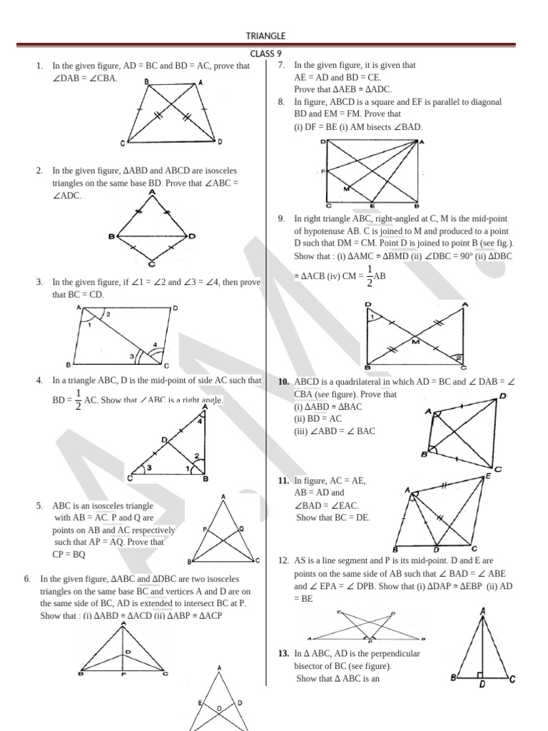 Triangles Class 9 | PDF