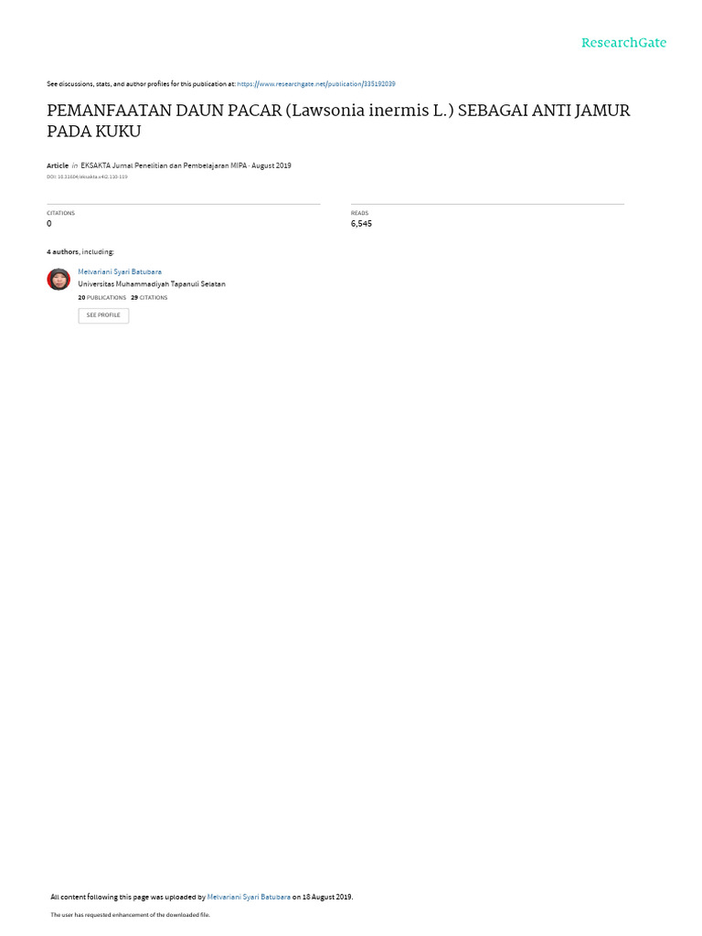 PEMANFAATAN DAUN PACAR Lawsonia Inermis L SEBAGAI | PDF