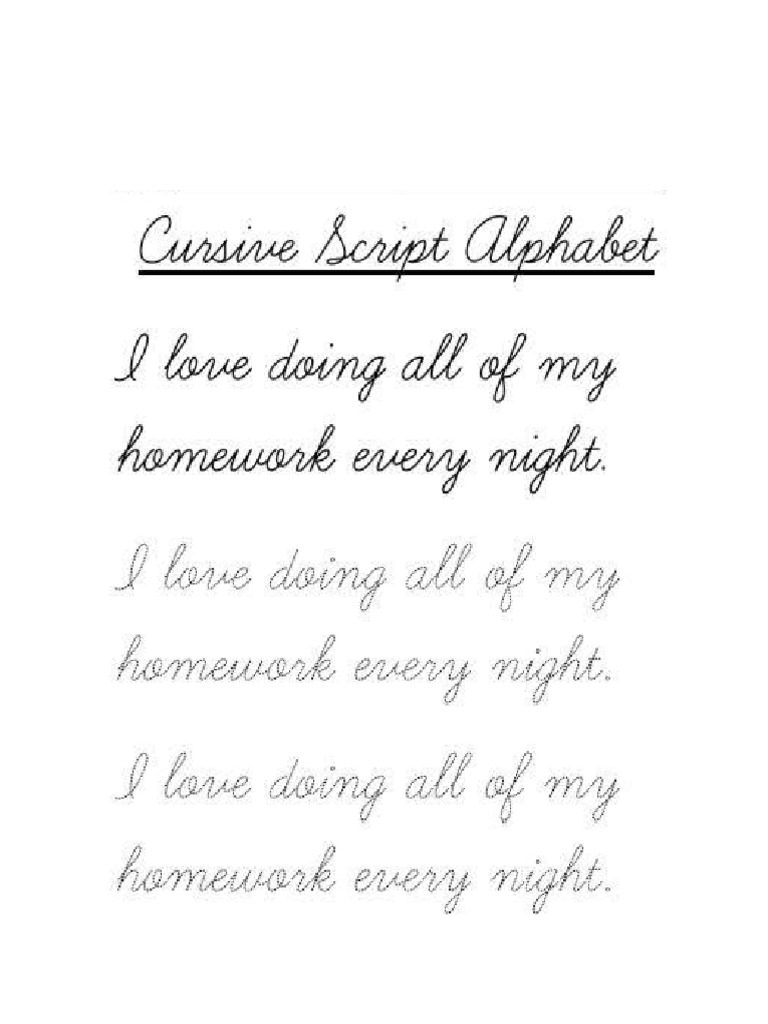 Cursive Writing Sentences | PDF