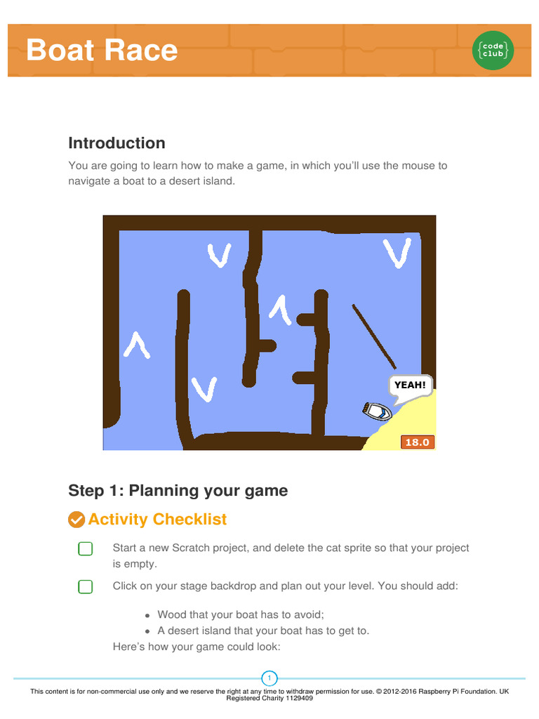 Create a Boat Race Game in Scratch | PDF | Computing