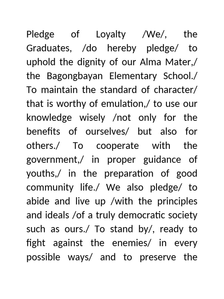 Pledge of Loyalty We | PDF