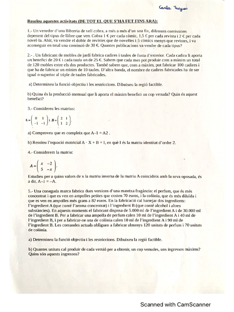 Matrius Sistemes Fitxa | PDF