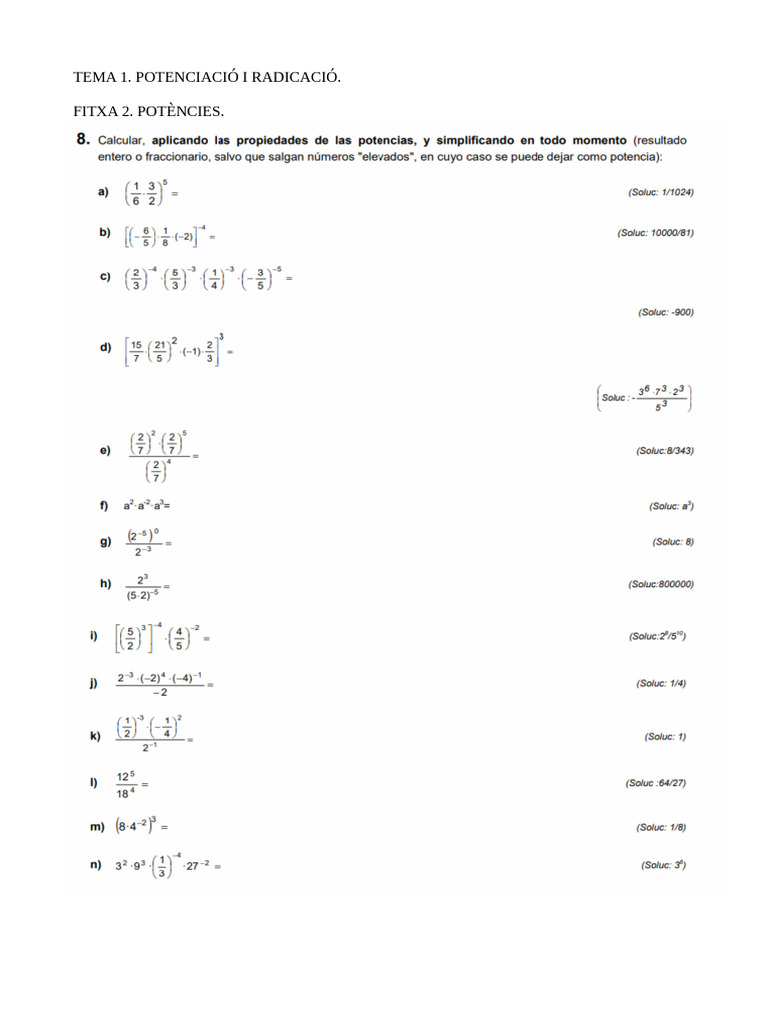 Fitxa 2. Potencias | PDF