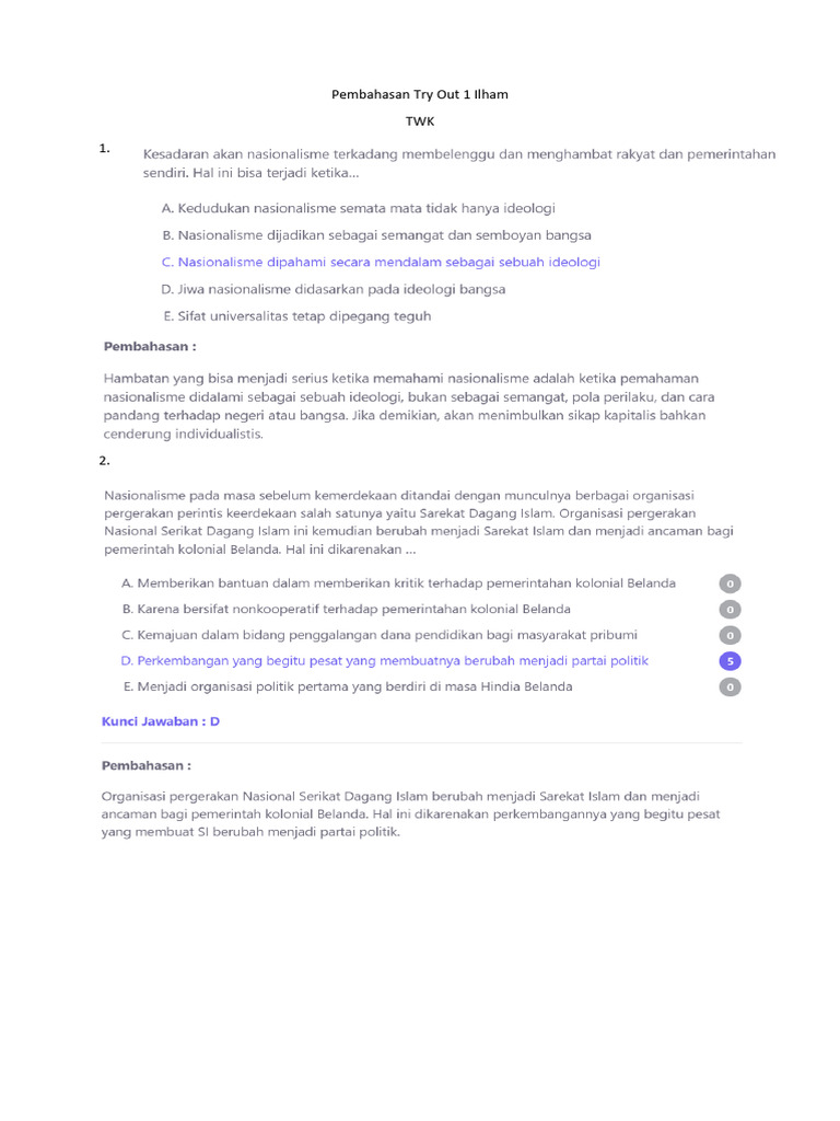 Pembahasan Try Out 1 Ilham | PDF