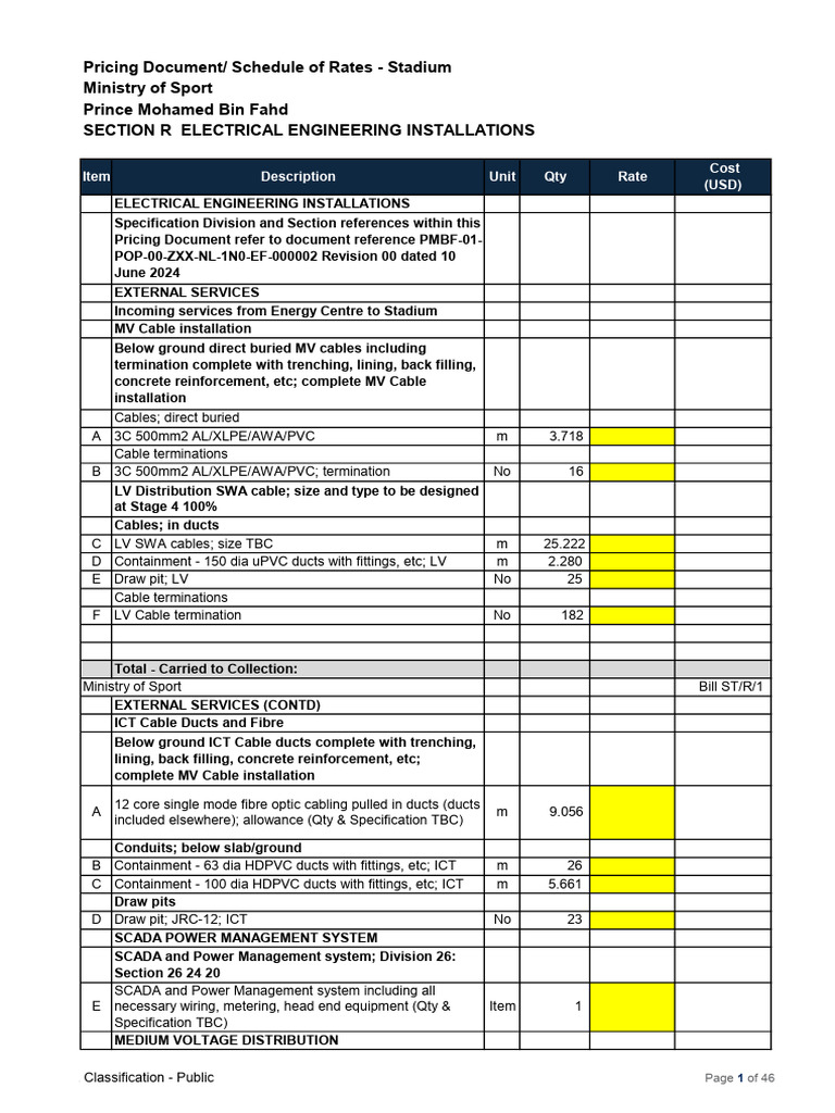 BoQ - Fill in The Unit Prices | PDF | Electrical Substation | Ac Power ...