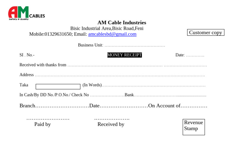 AM Cable Industries Money Received | PDF
