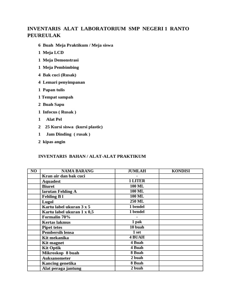 Inventaris Lab | PDF