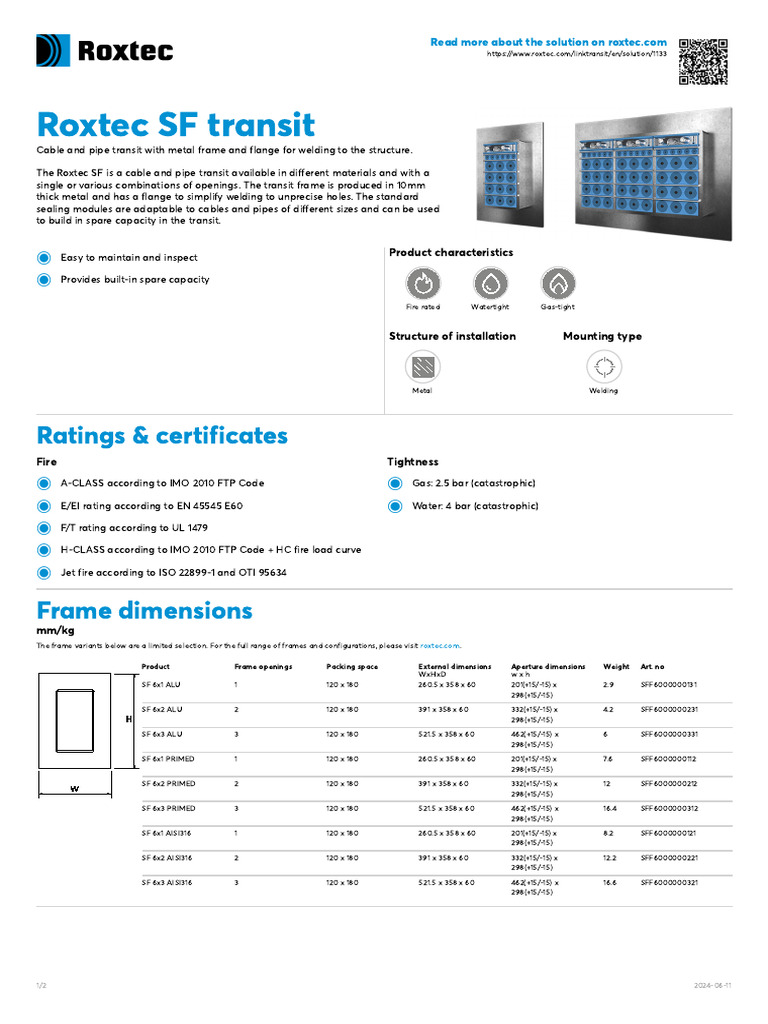 Roxtec SF Transit | PDF