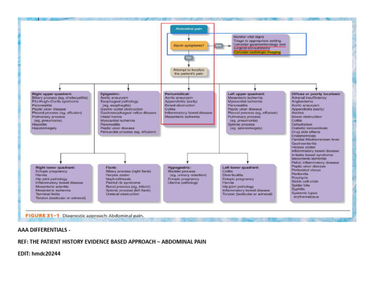 AAA DIFFERENTIAL (PATIENT HISTORY BASED APPROACH) | PDF