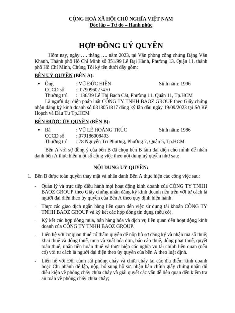 Hop Dong UQ | PDF