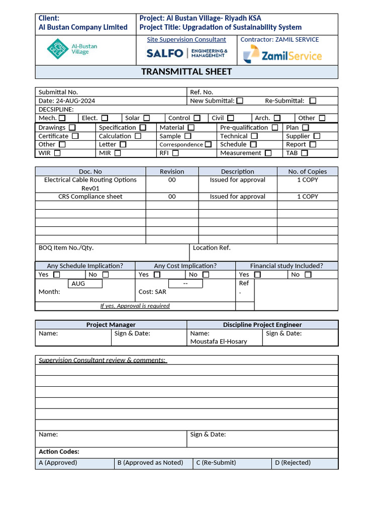 Transmittal Sheet | PDF
