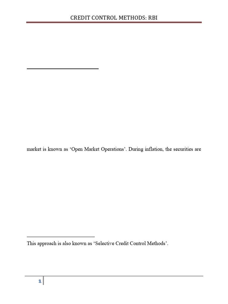 RBI Credit Control Methods | PDF | Reserve Bank Of India | Banks