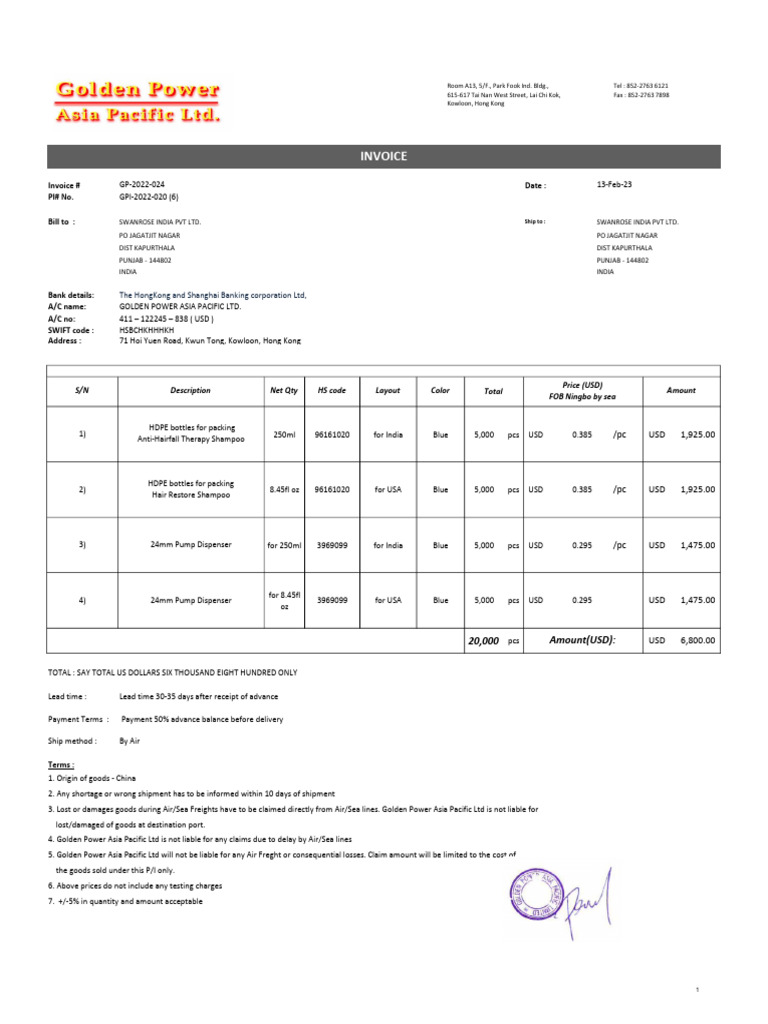 Invoice: Invoice # Date: PI# No. Bill To | PDF