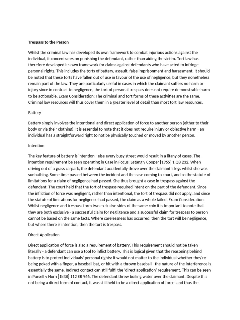 Trespass to Person | PDF