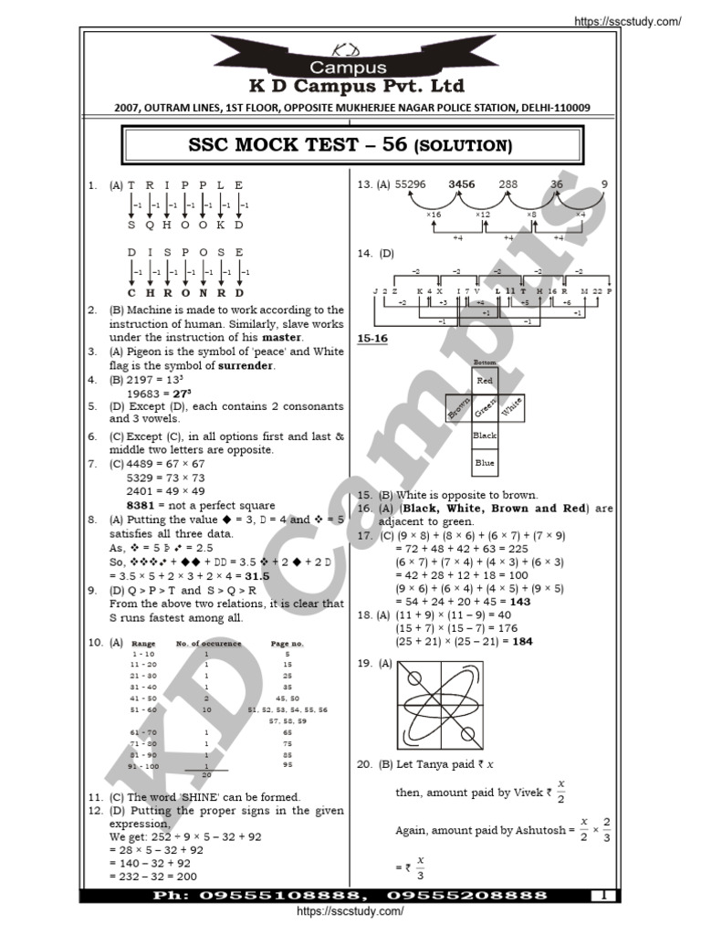 SSC CGL Model Paper - 2 Solution PDF | PDF