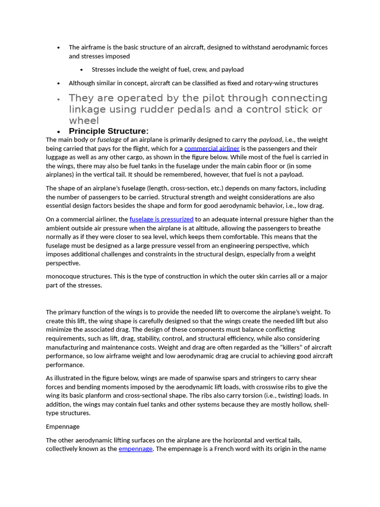 The Airframe Is The Basic Structure of An Aircraft | PDF