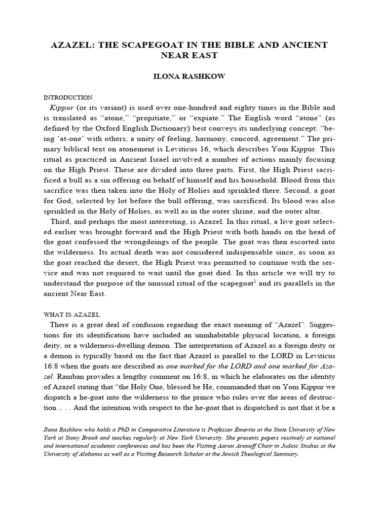 Azazel The Scapegoat in The Bible and An | PDF