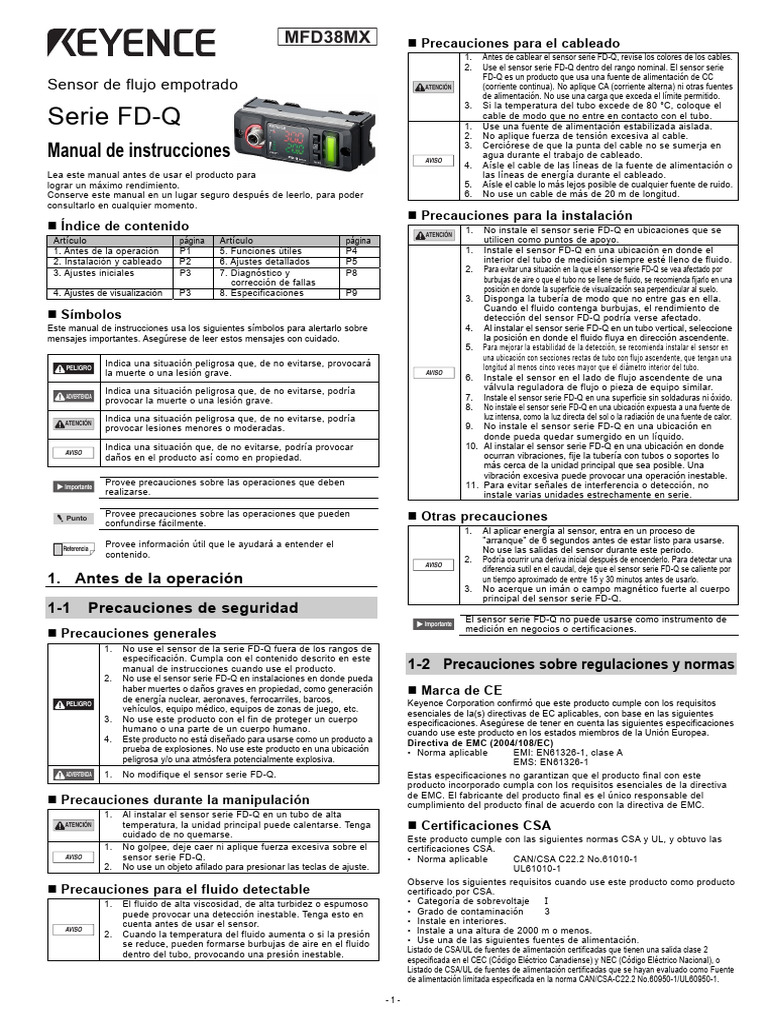 Manual de Instrucciones Sensor FD-Q | PDF | Sensor | Fuente de alimentación