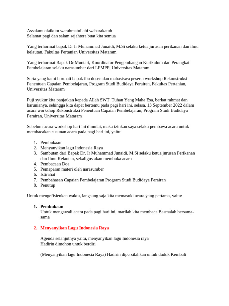 Teks MC Workshop | PDF