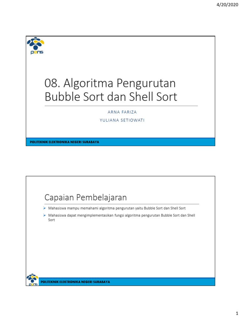 08 Bubble Sort Dan Shell Short v1 | PDF