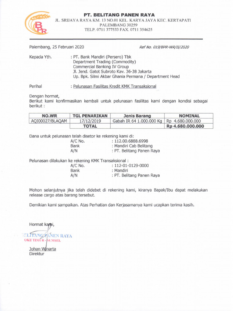 Pelunasan WR - 019 | PDF