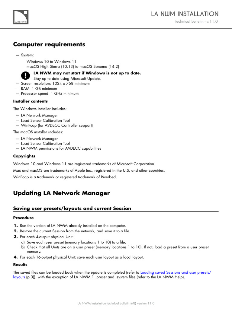LA NWM Installation TB ML | PDF