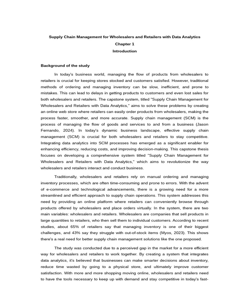 SCM Thesis Unfinished Chapter 1-3 | PDF