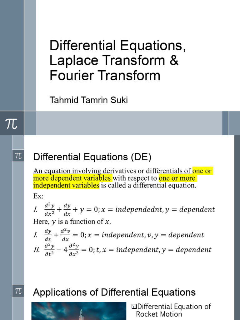 Differential Equations- Laplace Transform - Fourier Transform.pptx | PDF