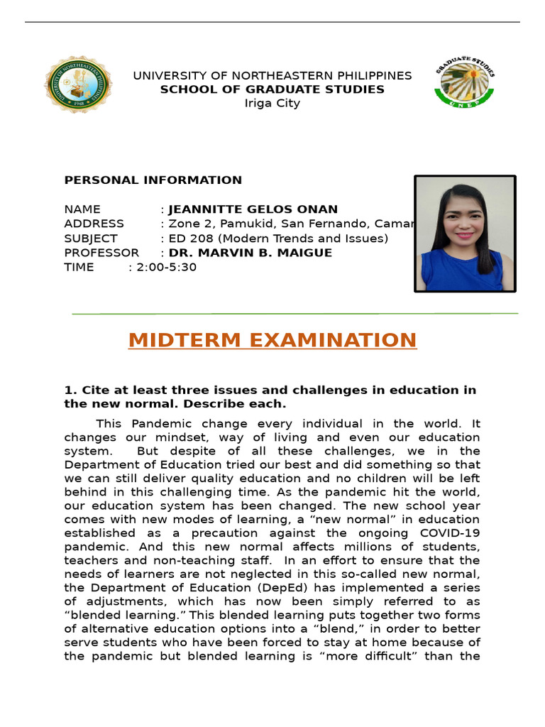 JEANNITTE G. ONAN MIDTERM Modern Trends | PDF