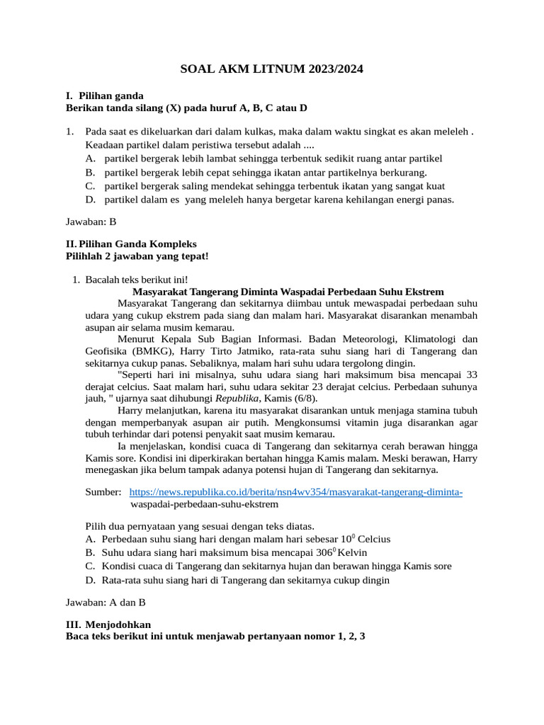Soal Akm Litnum 2023 | PDF