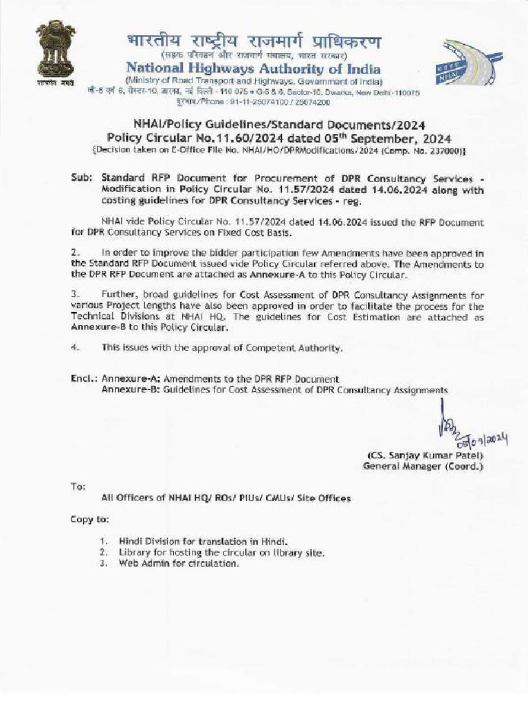 NHAI Circular 11.60 - Compressed - Compressed | PDF