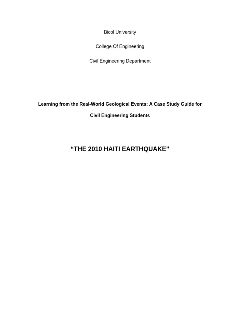 Case Study | PDF | Haiti | Earthquakes