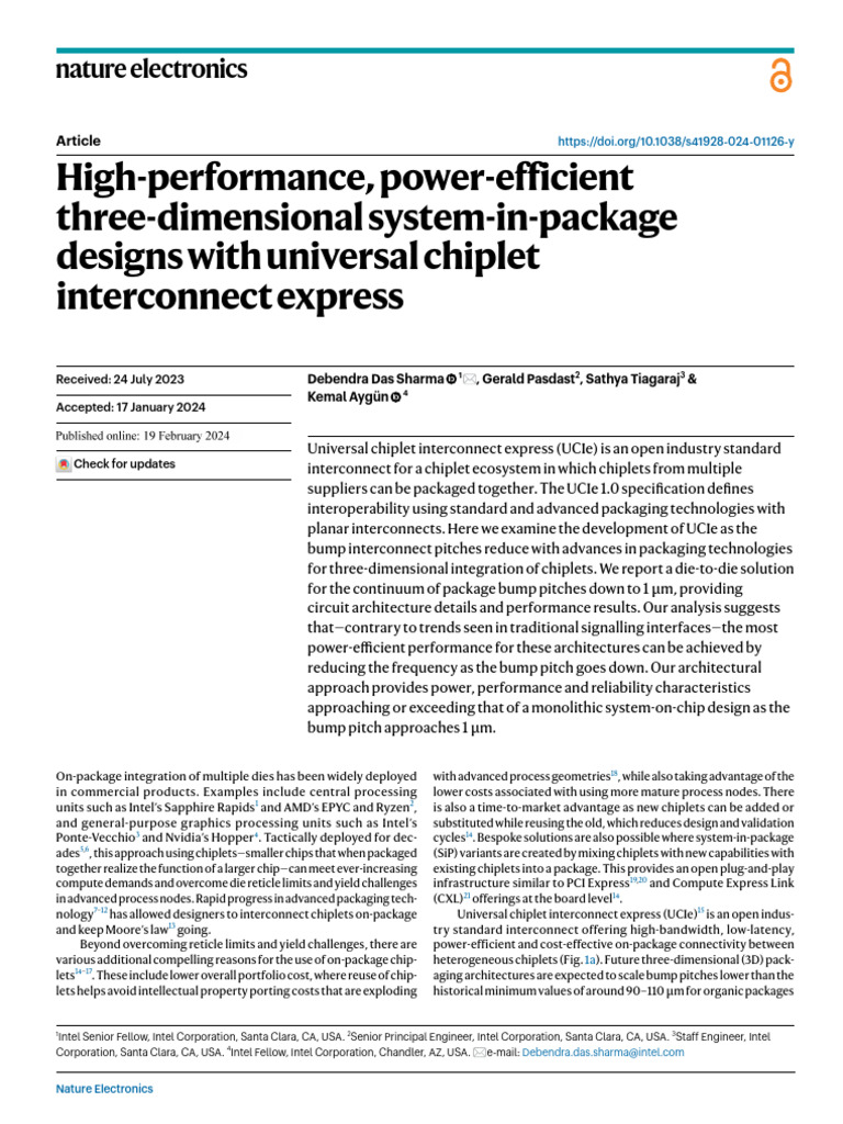 High Performance Power Efficient Three Dimensional System In Package Designs With Universal