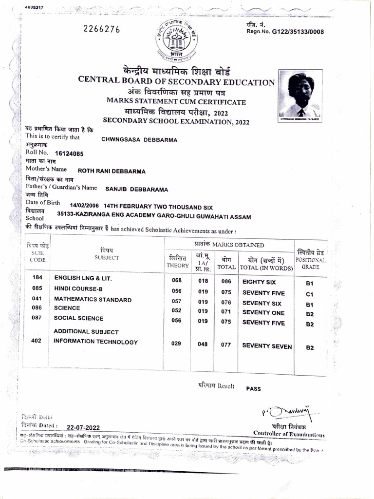 XII Marksheet | PDF