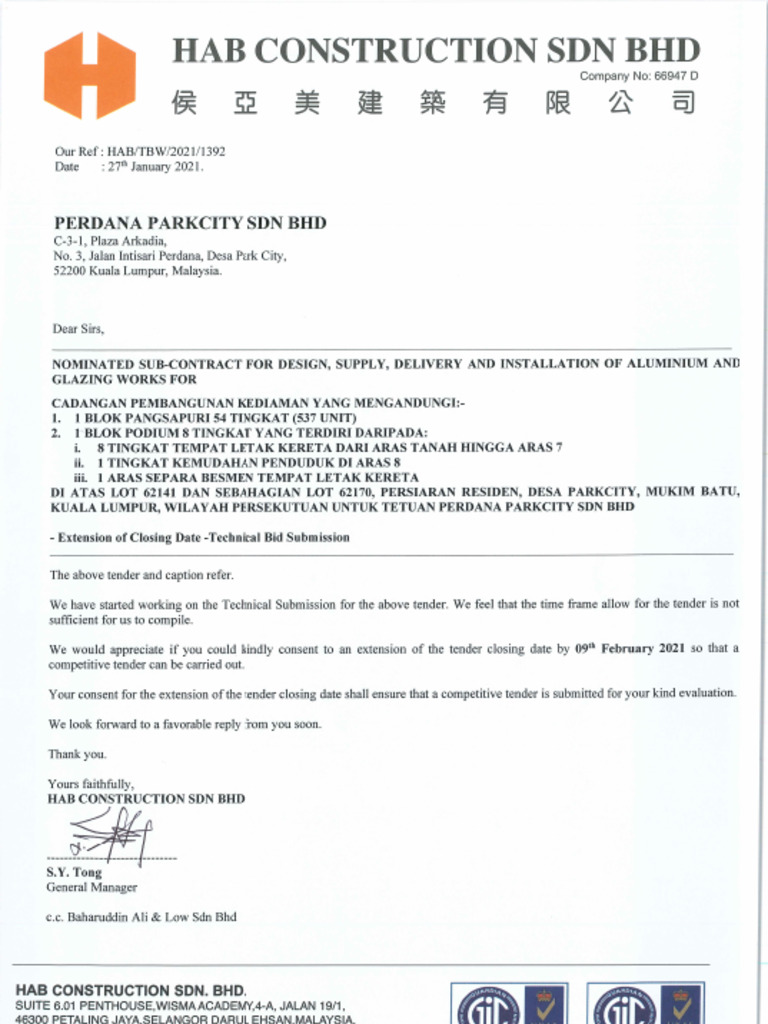 Extension of Closing Date (Technical Bid Submission) | PDF