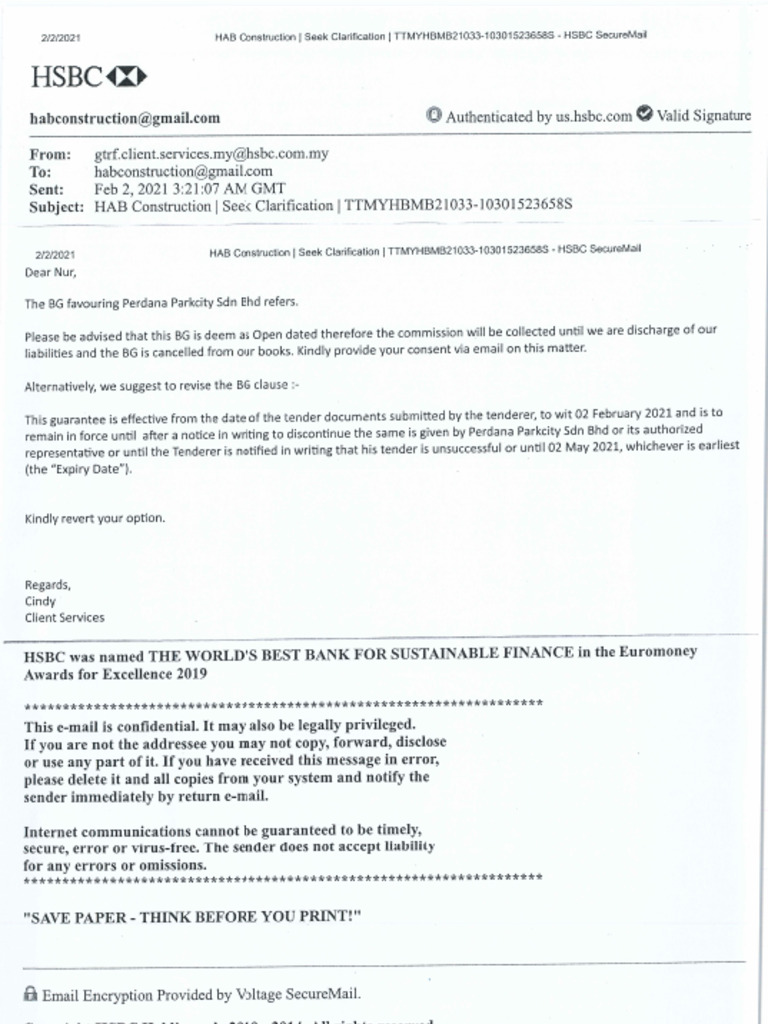 HSBC - BG Request Revise Clause | PDF