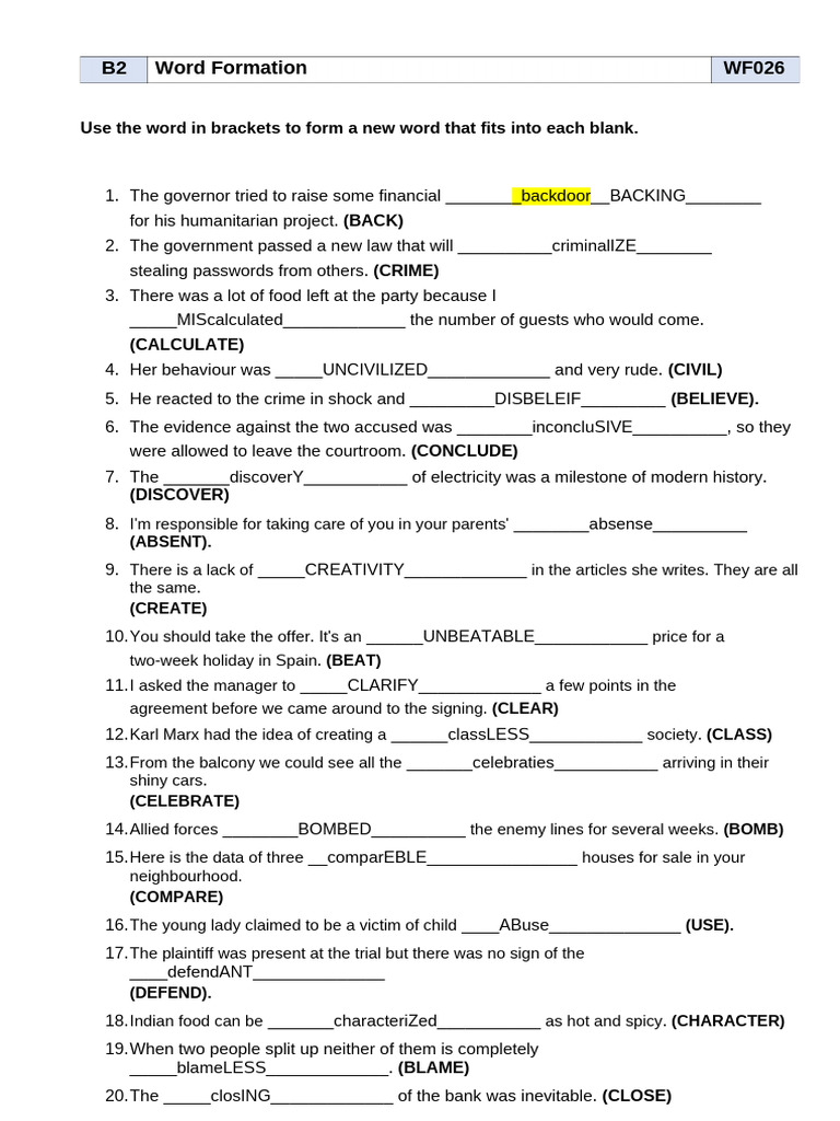 wf026 Word Formation | PDF
