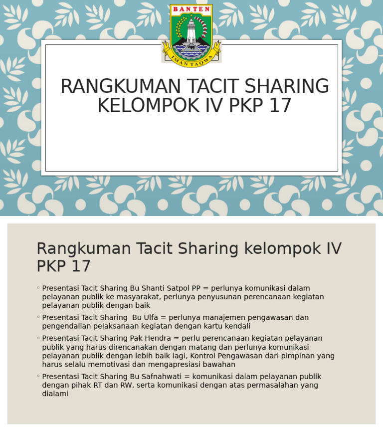 Rangkuman Tacit Sharing Kelompok IV Agendan III Edit | PDF