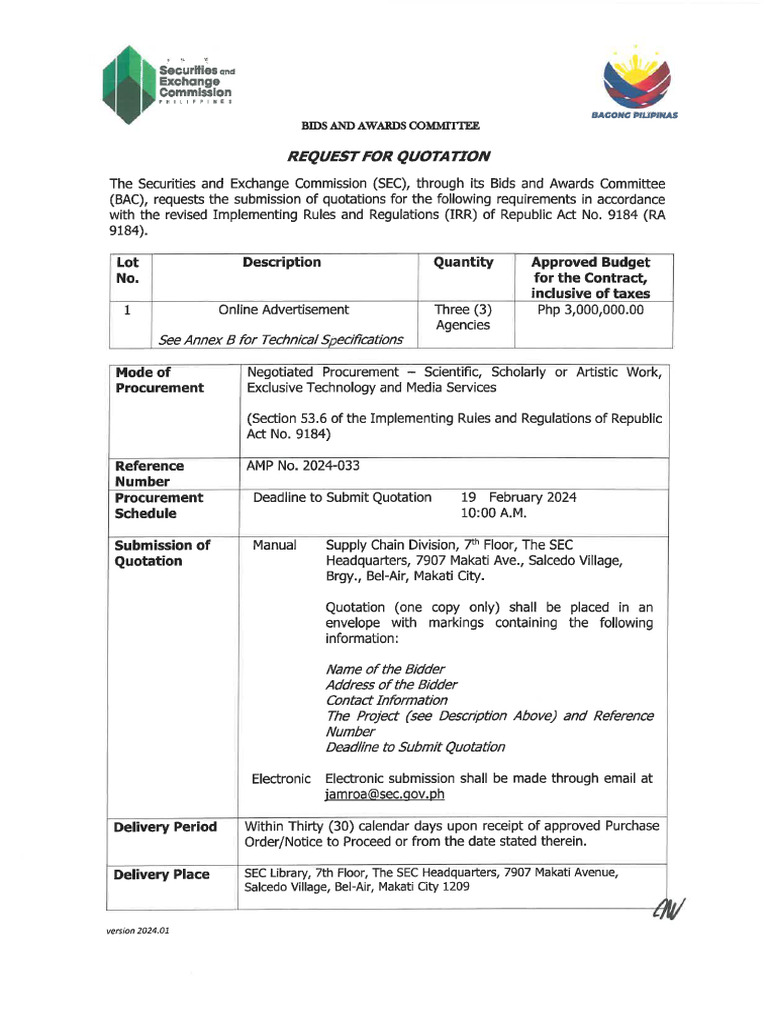 2024RFQ Online Advertisement RFQ | PDF