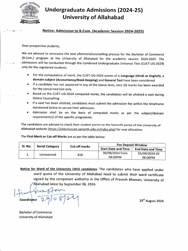 BCom First Merit List | PDF