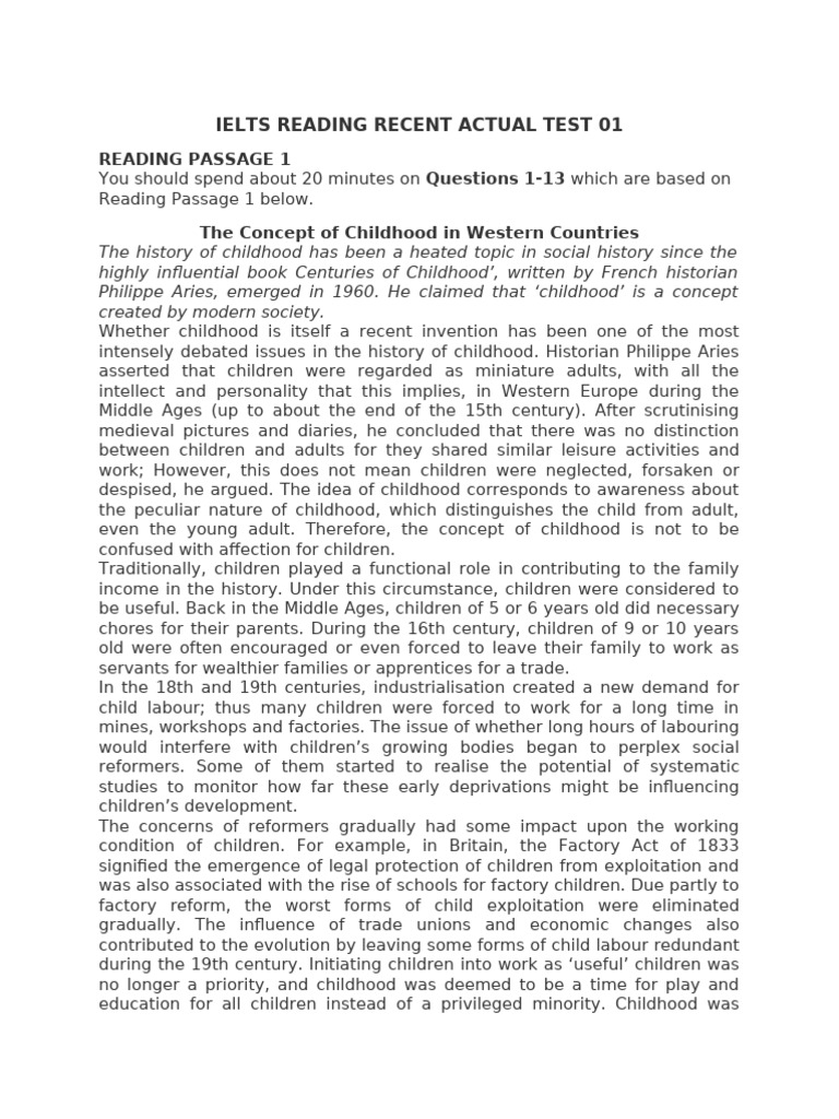 Ielts Reading Recent Actual Test | PDF