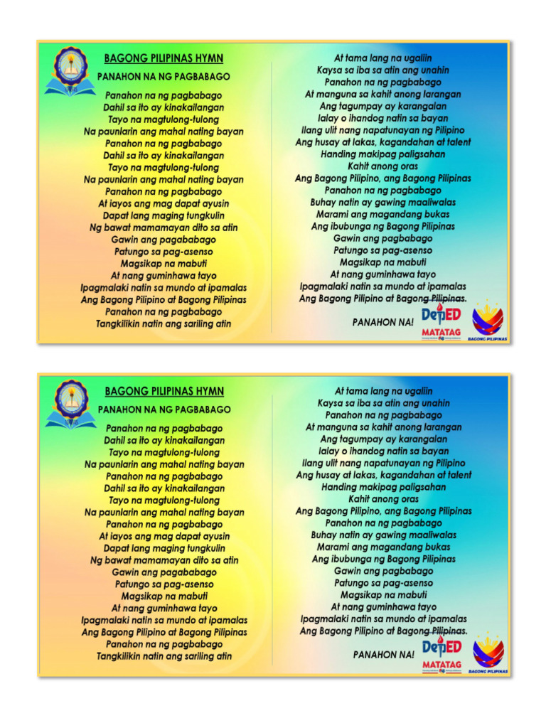 Bagong Pilipinas Hymn & Pledge | PDF